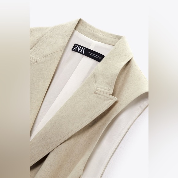 Zara | Jackets & Coats | Zara Linen Blend Long Vest | Poshmark